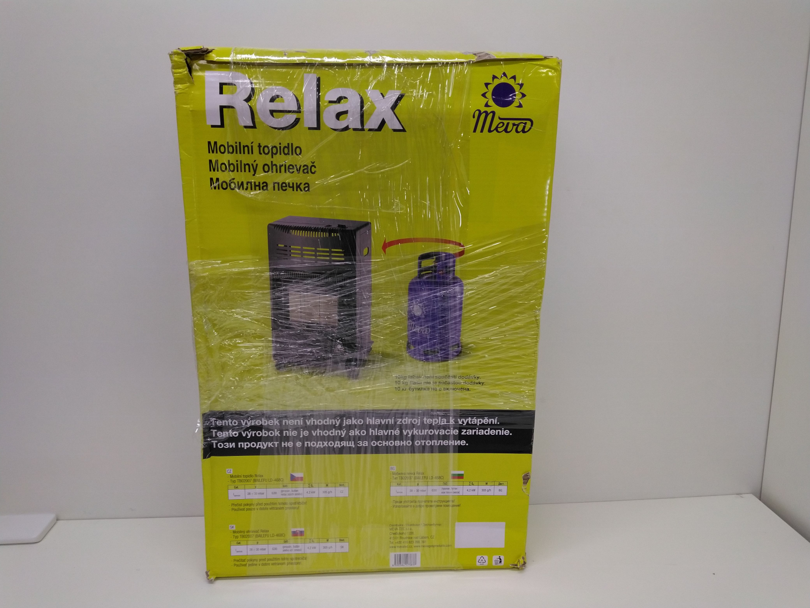 Meva Relax TB02007 kamna plynová, vč. připojení k 5/10/33kg PB lahvi ...