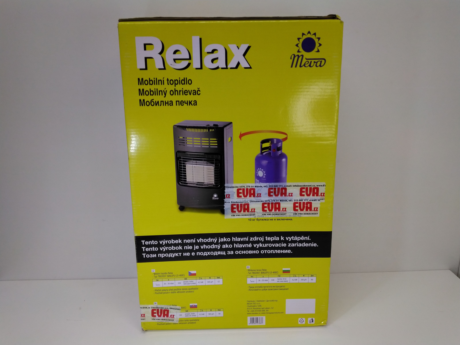 Meva Relax TB02007 kamna plynová, vč. připojení k 5/10/33kg PB lahvi ...