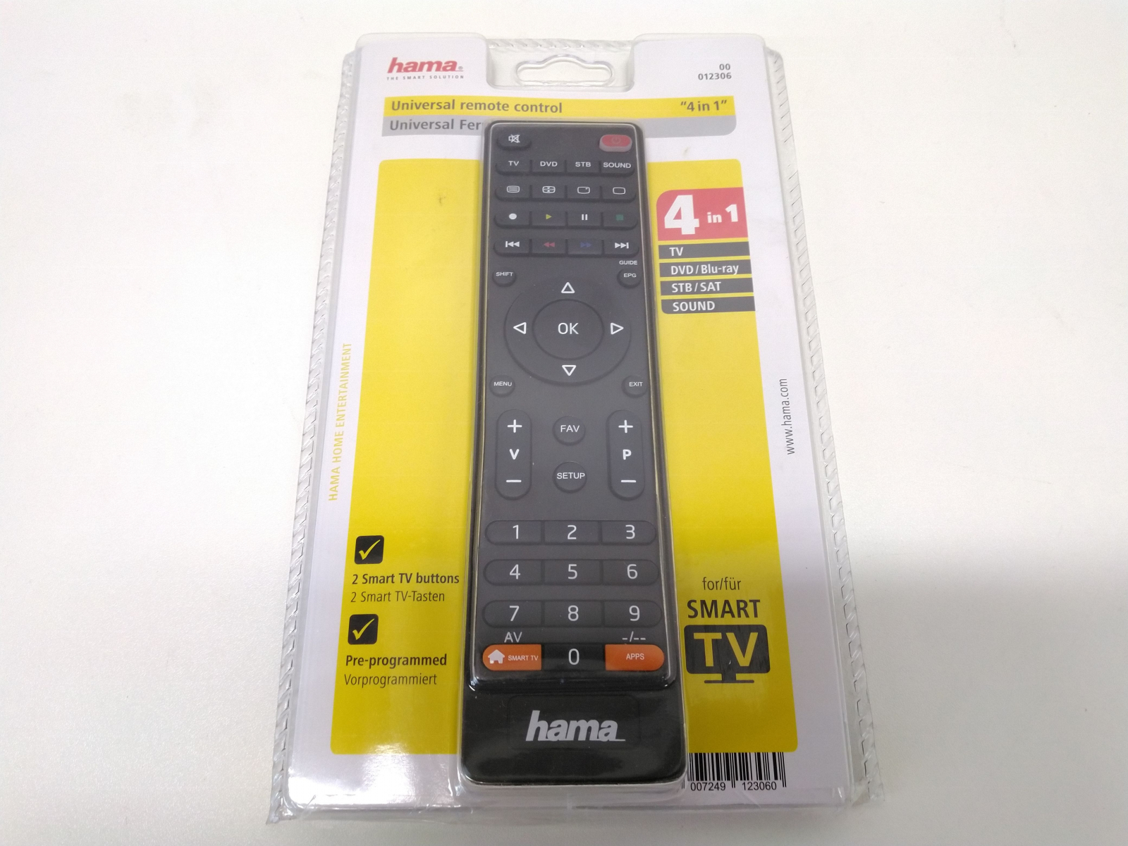 Dálkový ovladač HAMA 12306 univerzální 4 v 1 SMART TV 139 Kč