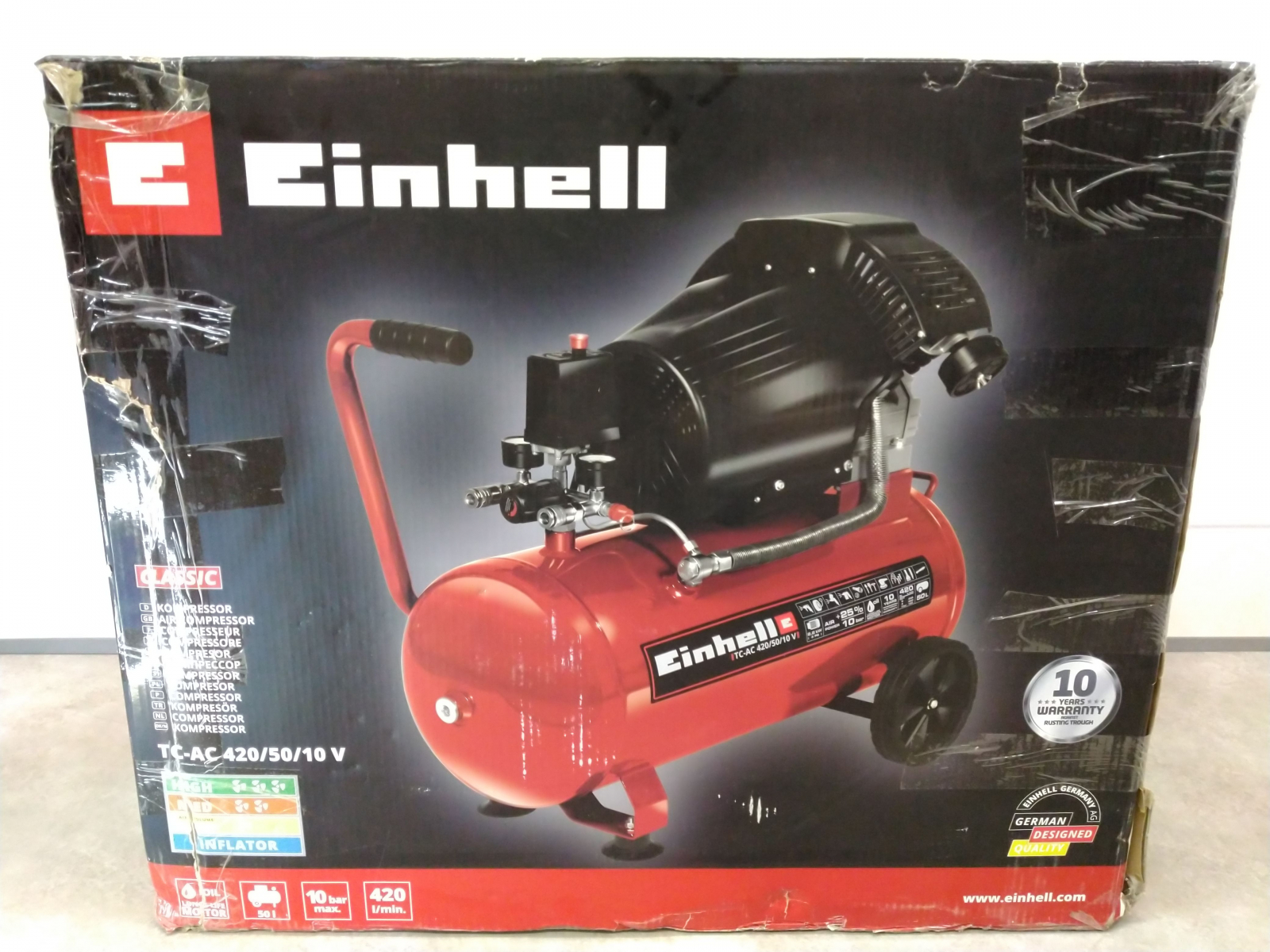 Kompresor Einhell TC-AC 420/50/10 V, 10 bar, 2 válce 5690 Kč