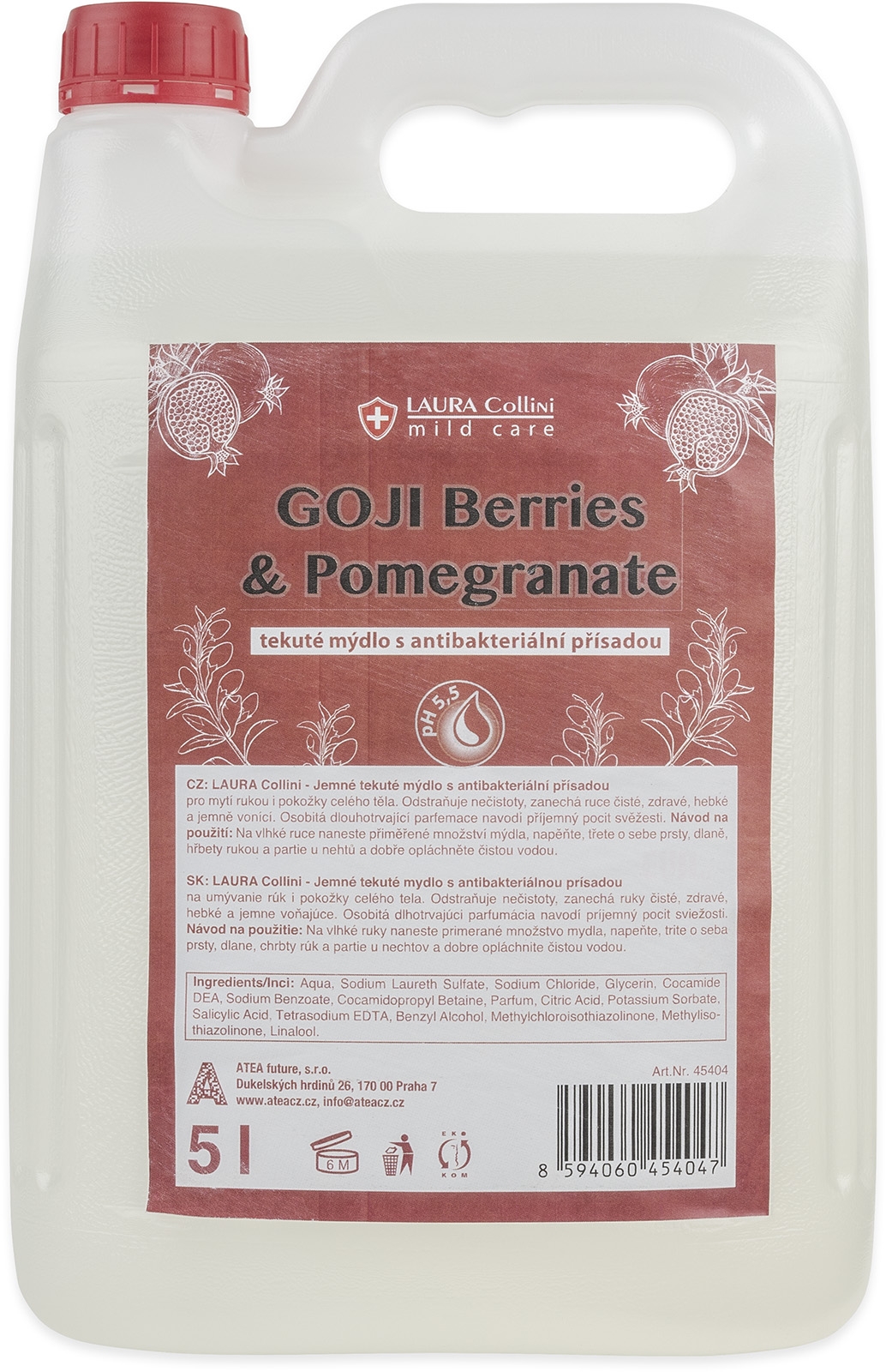 Mýdlo Laura Collini antibakteriální tekuté Goji & Pomegranate 5 l 109 Kč
