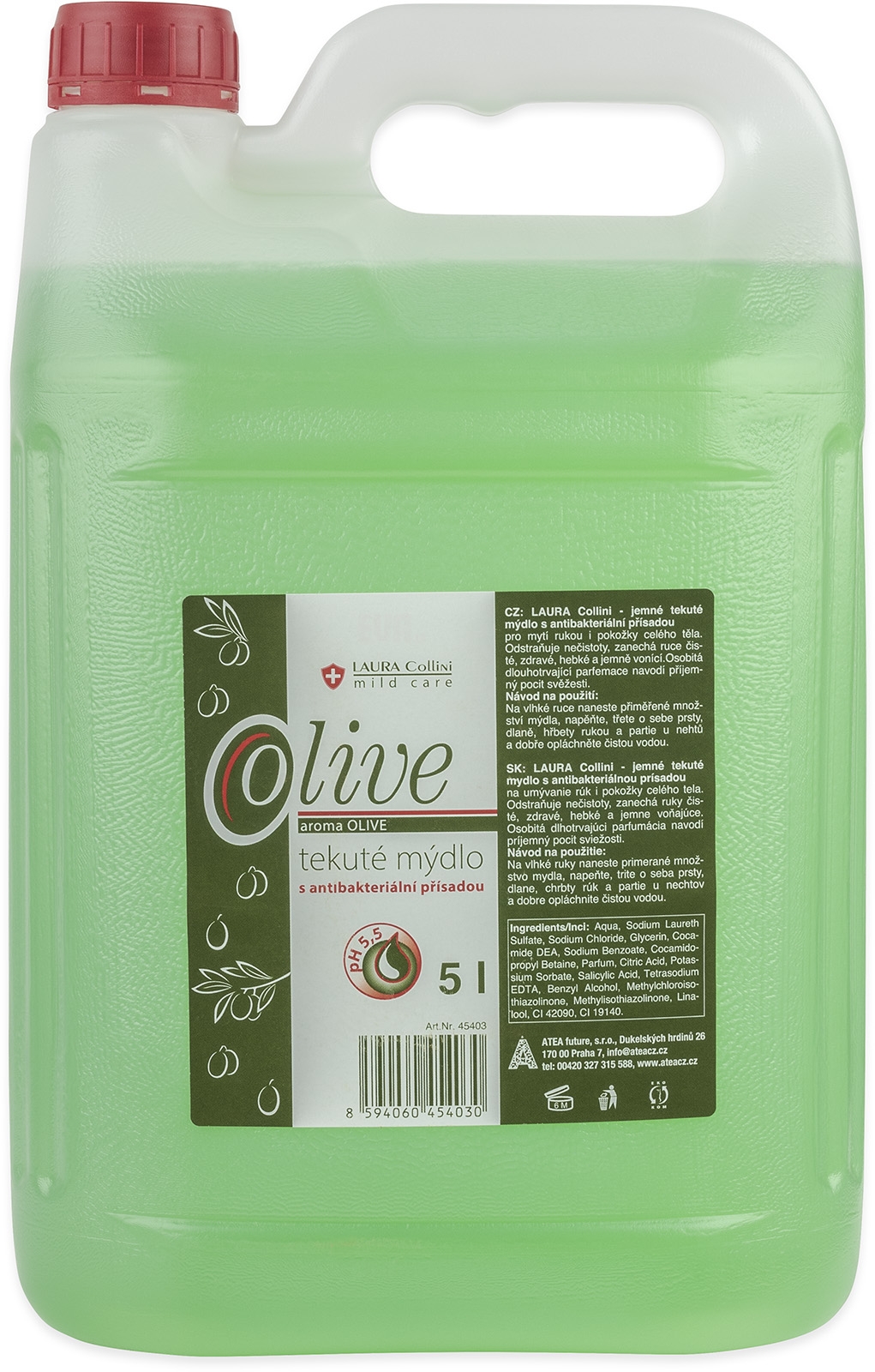 Mýdlo Laura Collini antibakteriální tekuté Olive 5 l 109 Kč