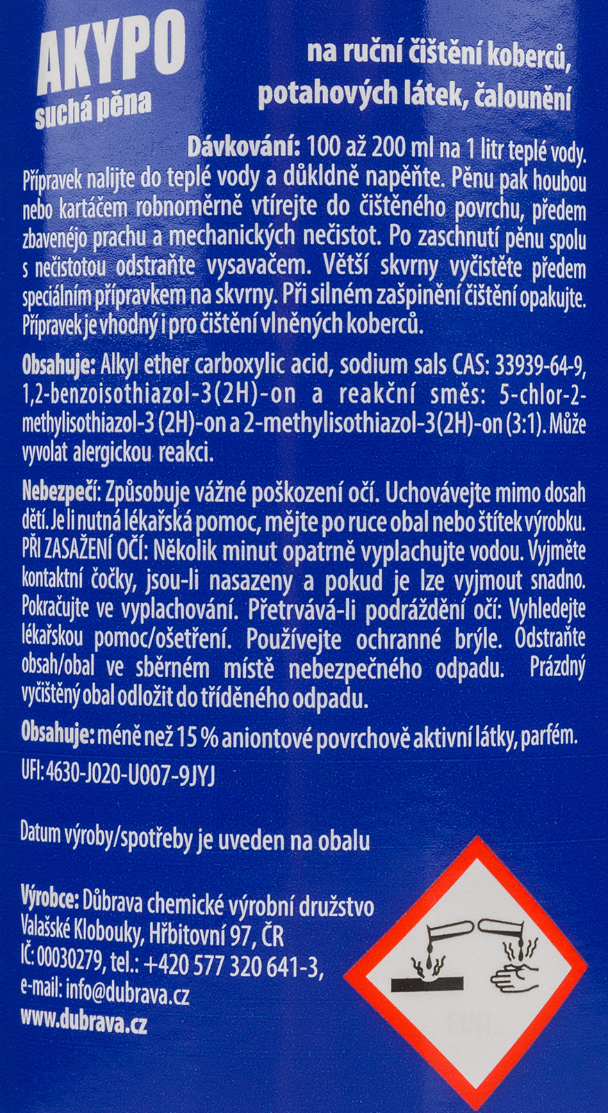 AKYPO suchá pěna na ruční čištění koberců 500 ml 65 Kč